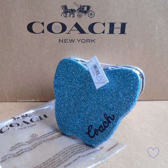 Coach | Makeup | Coach Faded Bluesilver Glitter Butterfly Compact ...